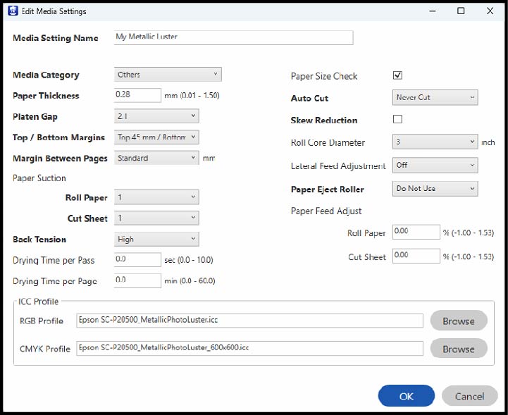 Creating Custom Media Settings Using Epson Media Installer